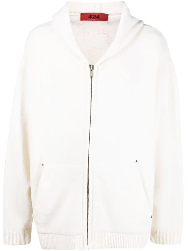 424 Zip-up Wool-blend Hoodie - White