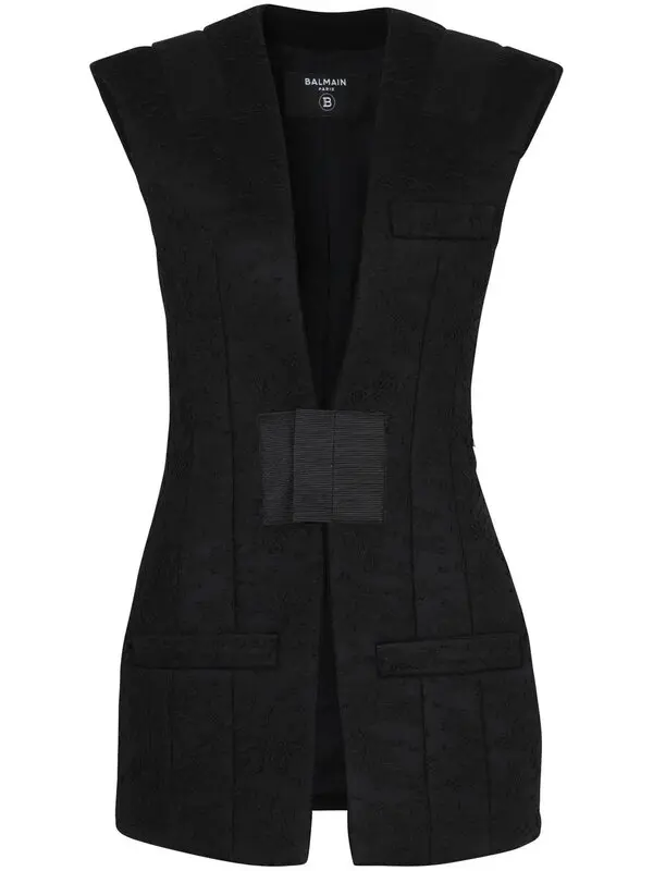Balmain Plunging V-neck Sleeveless Jacket