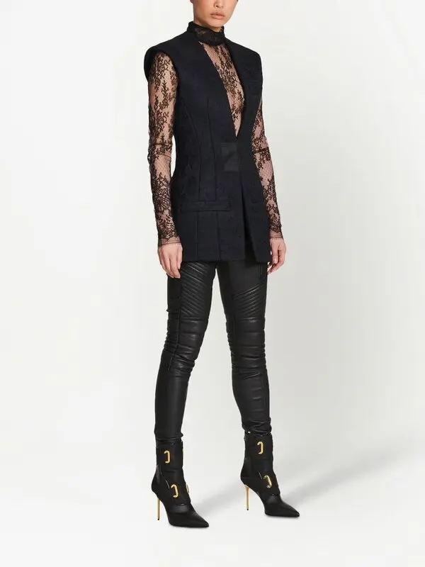 Balmain Plunging V-neck Sleeveless Jacket