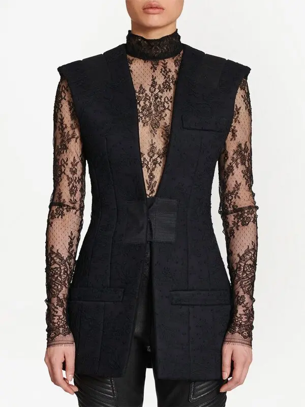 Balmain Plunging V-neck Sleeveless Jacket
