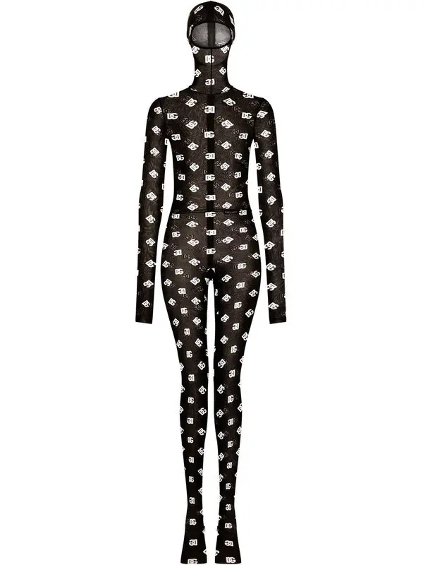 Dolce & Gabbana Logo-print Hooded Jumpsuit - Black