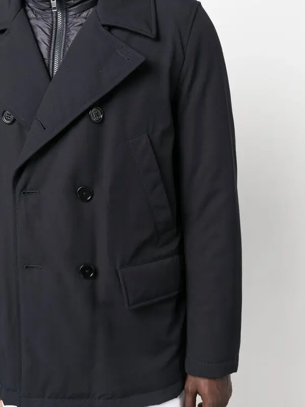 FAY Quilted Double-breasted Coat - Blue