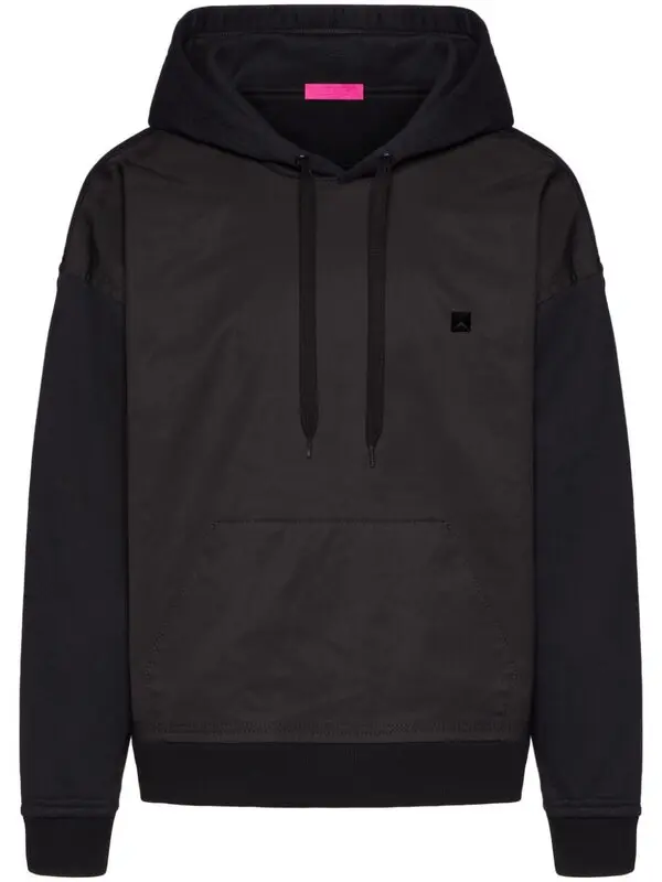 Valentino Garavani Stud Detail Panelled Hoodie - Black