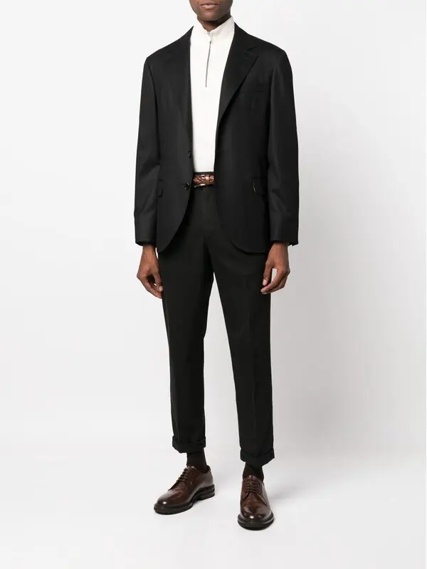 Brunello Cucinelli Cropped Cotton Trousers - Black
