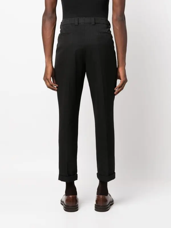 Brunello Cucinelli Cropped Cotton Trousers - Black