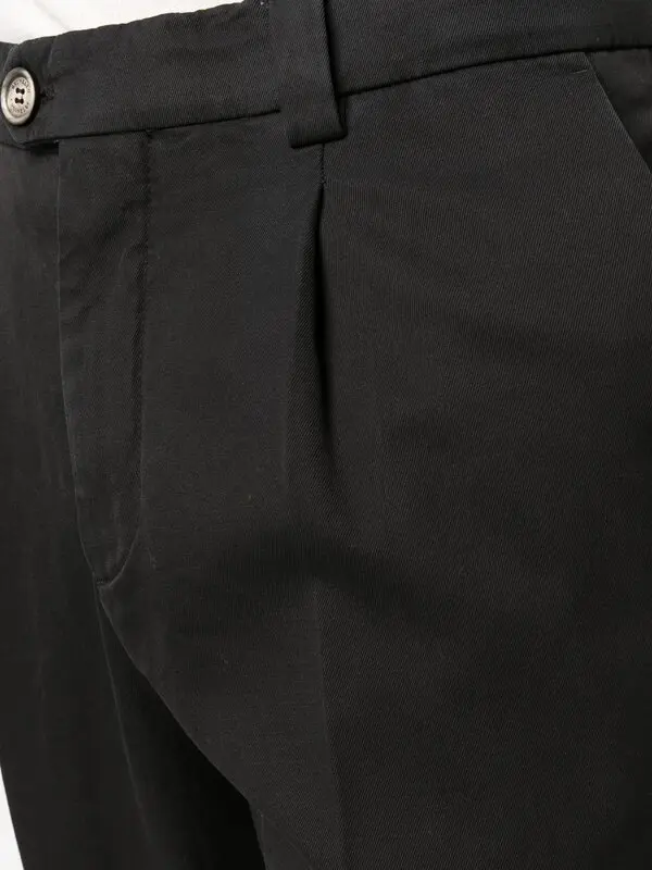Brunello Cucinelli Cropped Cotton Trousers - Black