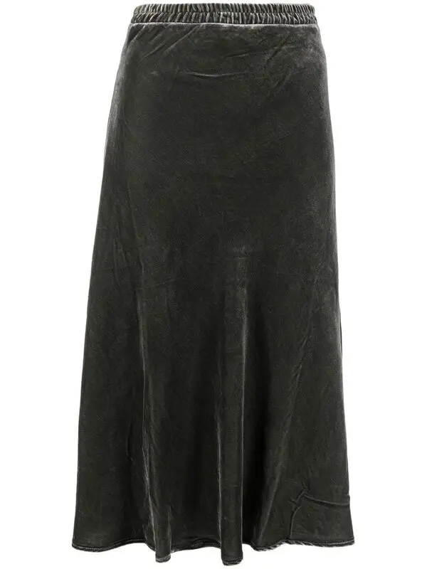 Gold Hawk Velvet Maxi Skirt - Grey