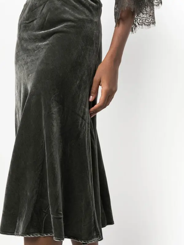 Gold Hawk Velvet Maxi Skirt - Grey