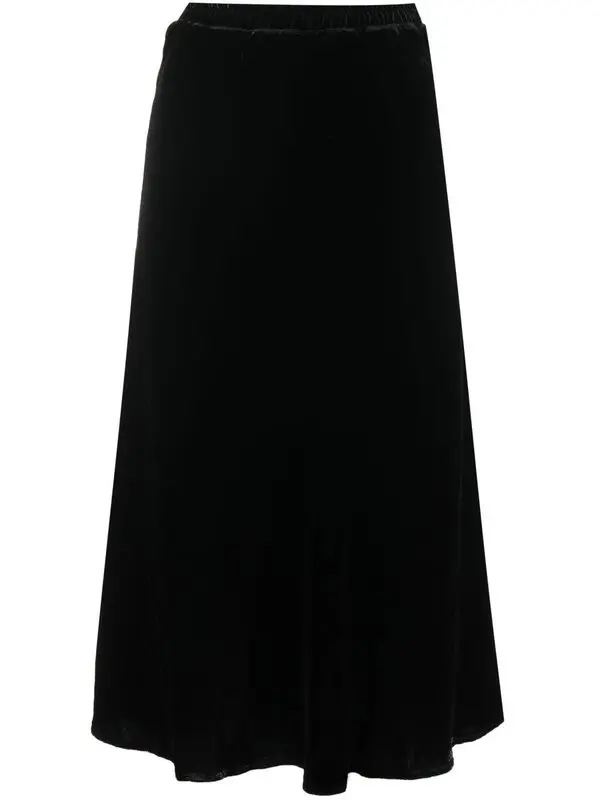 Gold Hawk Velvet Maxi Skirt - Black
