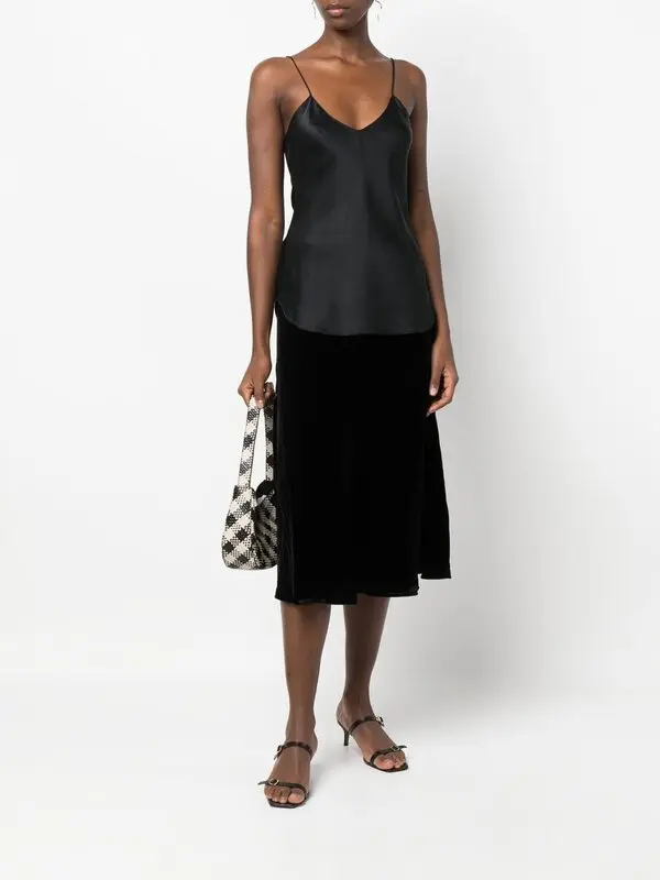 Gold Hawk Velvet Maxi Skirt - Black
