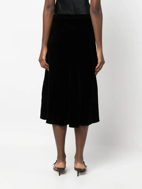 Gold Hawk Velvet Maxi Skirt - Black