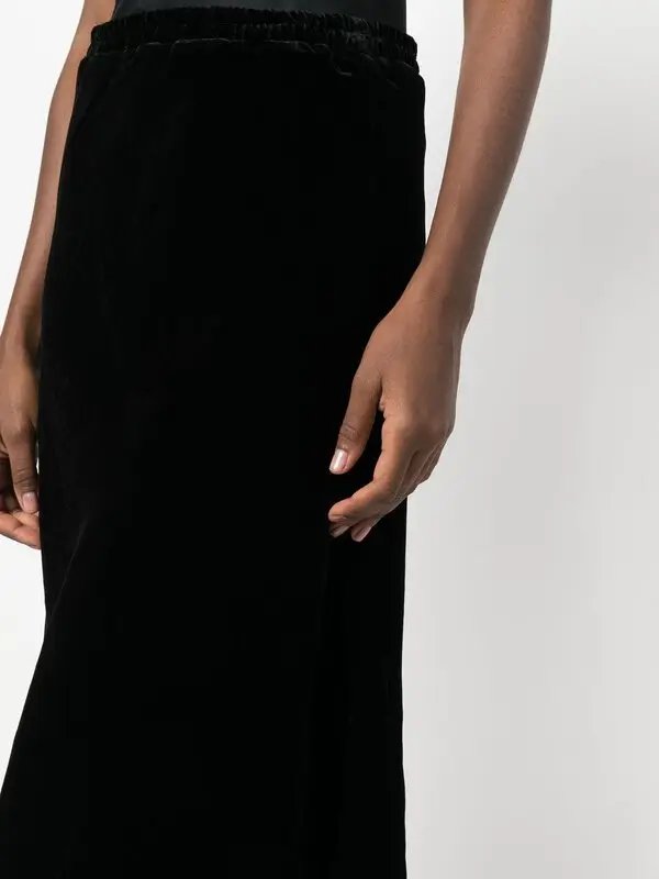 Gold Hawk Velvet Maxi Skirt - Black