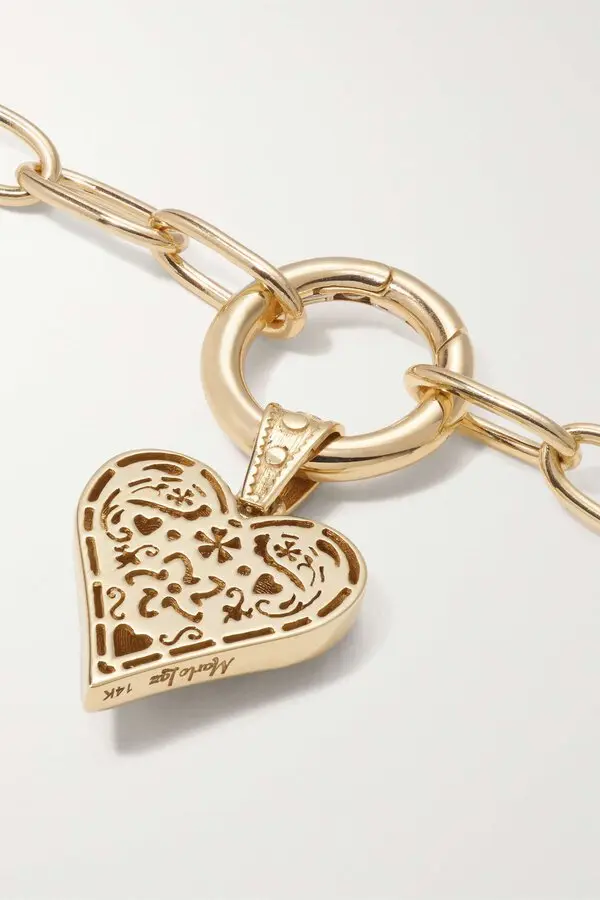 MARLO LAZ Mini Southwestern Heart 14-karat Diamond Bracelet