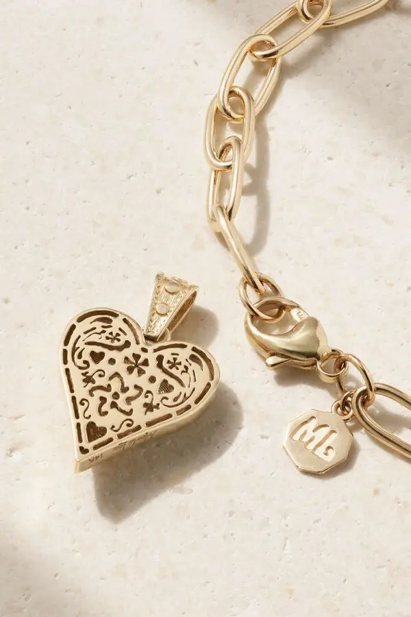 MARLO LAZ Mini Southwestern Heart 14-karat Diamond Bracelet