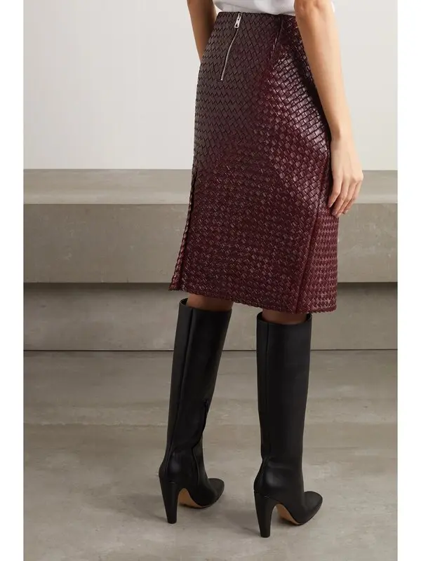 Bottega Veneta Intrecciato Leather Skirt