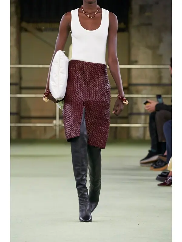 Bottega Veneta Intrecciato Leather Skirt