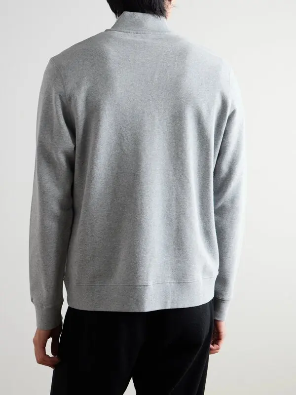 Sunspel Cotton-jersey Half-zip Sweatshirt - Gray