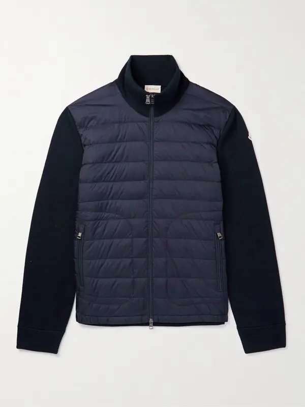 Moncler Slim-fit Panelled Zip-up Cardigan - Blue