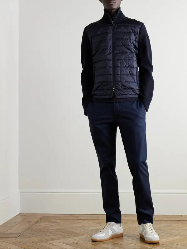 Moncler Slim-fit Panelled Zip-up Cardigan - Blue