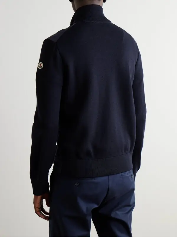 Moncler Slim-fit Panelled Zip-up Cardigan - Blue