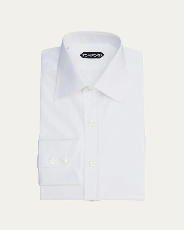 TOM FORD Point Collar Dress Shirt - Wht Sld