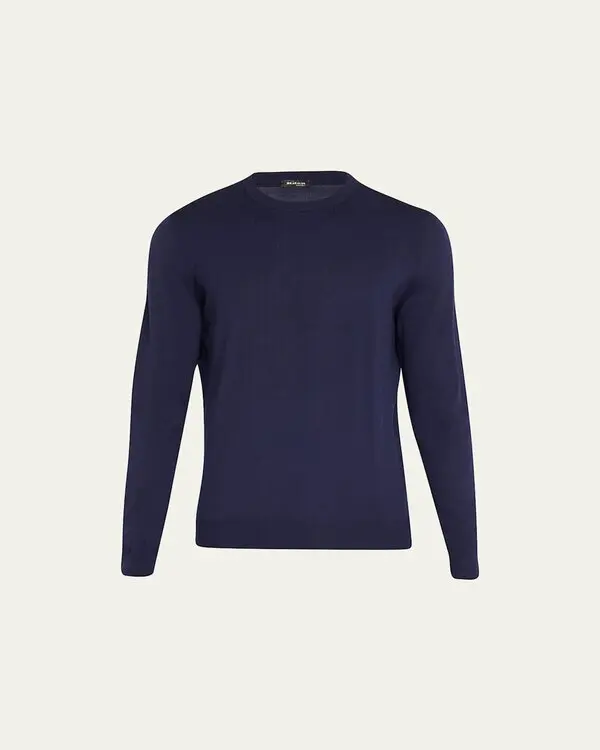 Kiton Wool Crewneck Sweater - Navy