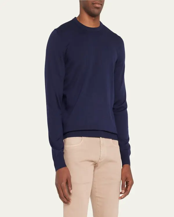 Kiton Wool Crewneck Sweater - Navy