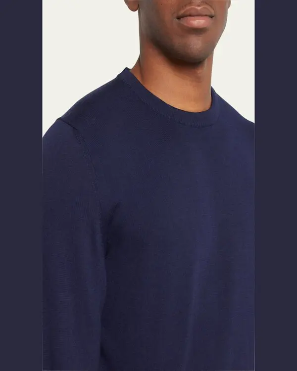 Kiton Wool Crewneck Sweater - Navy