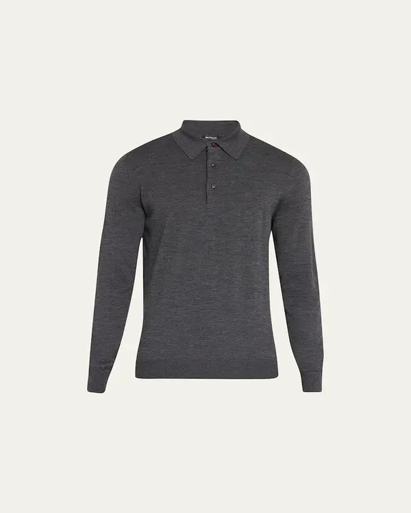 Kiton Heathered Wool Polo Sweater
