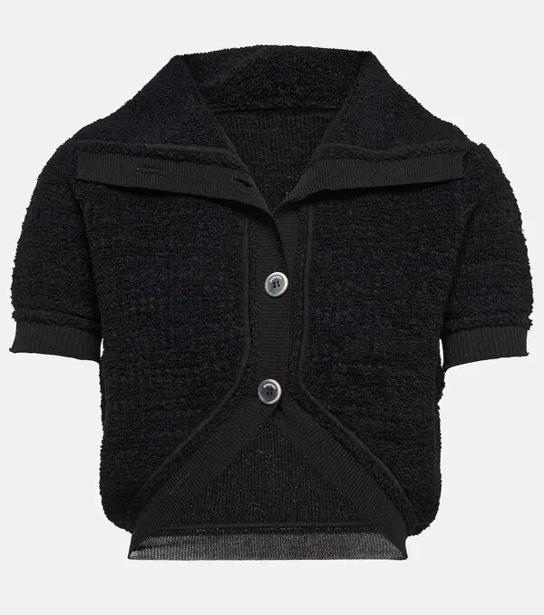 Jacquemus Le Cardigan Campana Knit Crop Top - Black