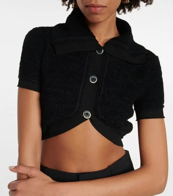 Jacquemus Le Cardigan Campana Knit Crop Top - Black