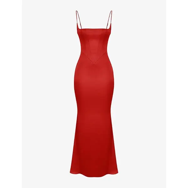 House Of Cb Olivette Corset Maxi Dress - Red Rose | Editorialist