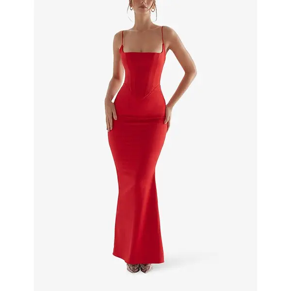 olivette corset maxi dress Clothing : Maxi Dresses : 'Olivette' Crystal Satin Corset Maxi Dress