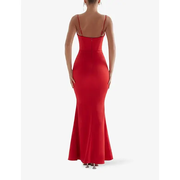 House Of Cb Olivette Corset Satin Maxi Dress - Red Rose | Editorialist