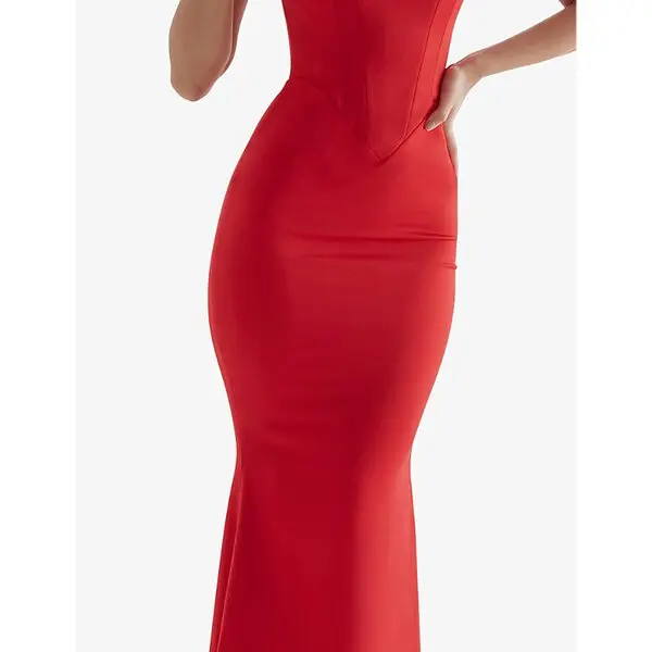 House Of Cb Olivette Corset Satin Maxi Dress - Red Rose | Editorialist