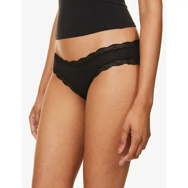STRIPE & STARE Mid-rise Pack Of Four Stretch-woven Briefs - Black