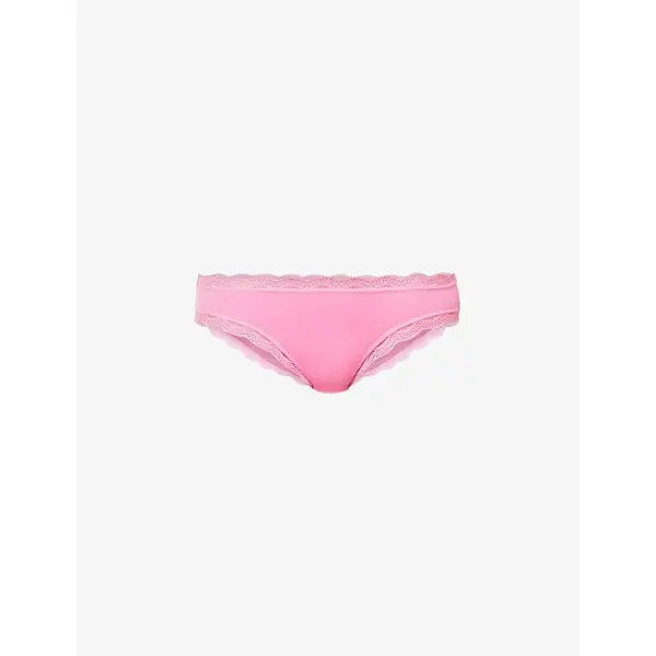 STRIPE & STARE Mid-rise Lace Stretch-woven Briefs - Hot Pink