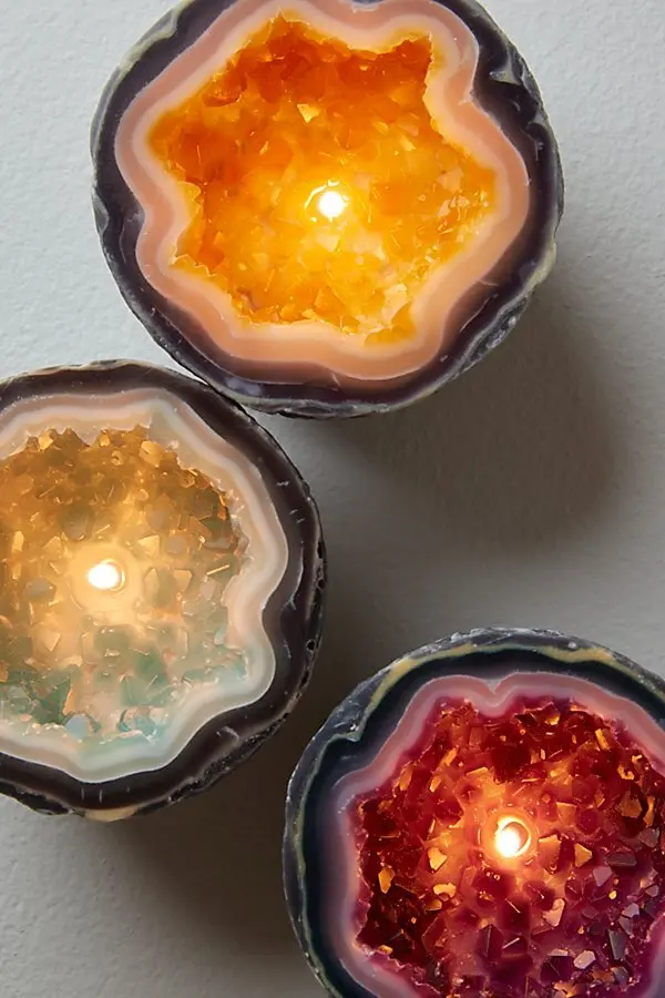 AMETHYST & AMBER CANDLES Crystal Geode Candle