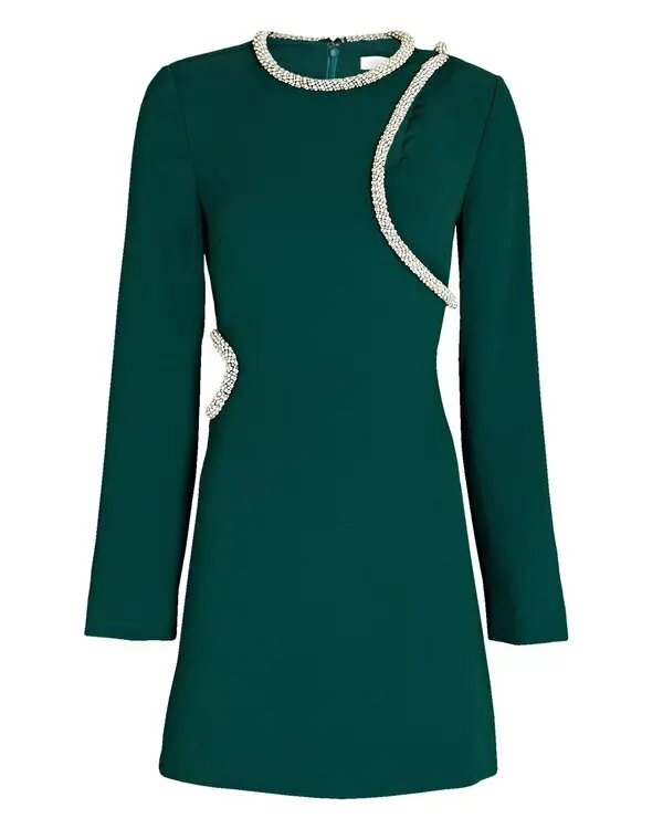 Simkhai Katharine Diamante-Embroidered Mini Dress In Emerald - 40% Off