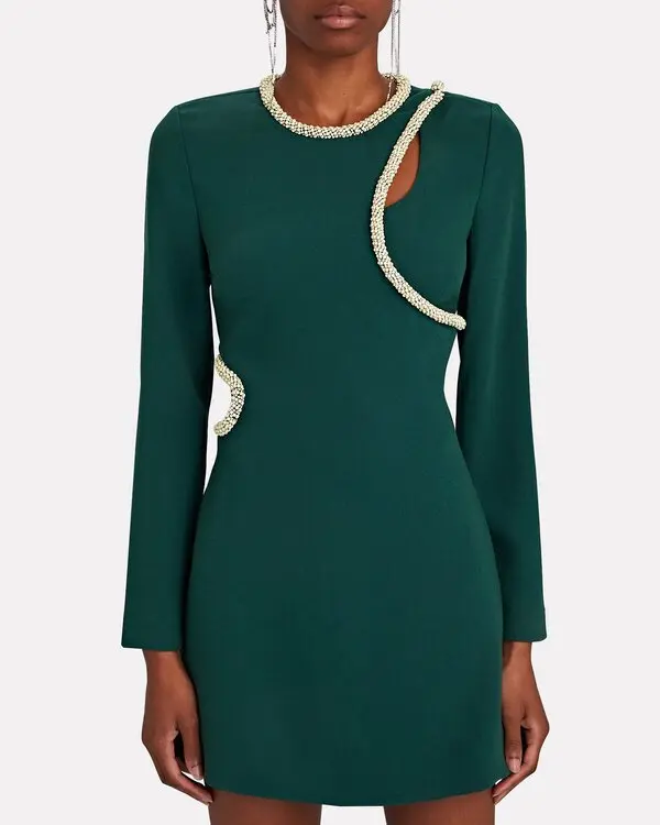 Simkhai Katharine Diamante-Embroidered Mini Dress In Emerald - 40% Off