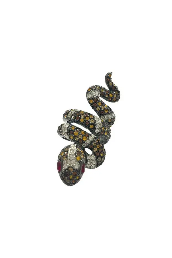 KENNETH JAY LANE Rhinestone Snake Ring - Red