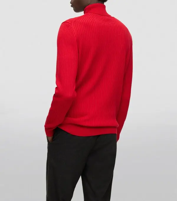 BOSS Wool Rollneck Sweater - Red