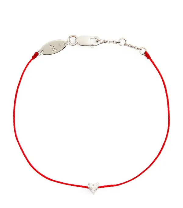 REDLINE White Gold Diamond Heart Charm Bracelet