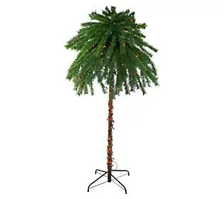 NORTHLIGHT 6' Artificial Tropical Palm Tree Mul Icolor Lights - One-color