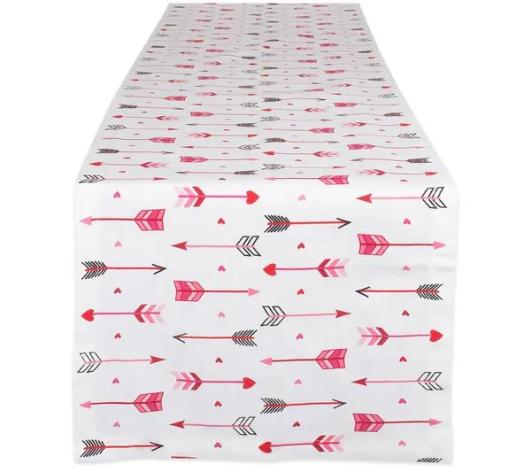 DESIGN IMPORTS 14' X 108' Hearts & Arrow Print Ble Runner - One-color