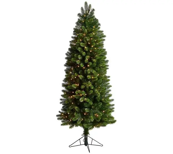 NEARLY NATURAL 6' Slim Virginia Spruce Tree W/3 0 Lights