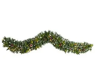 NEARLY NATURAL 6' Snow Tipped Christmas Garlan W/35 Lights - One-color