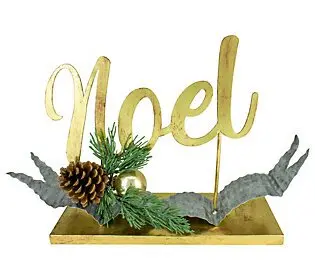 NORTHLIGHT Pine & Pine Cone 'noel' Tabletop Chr Stmas Decor