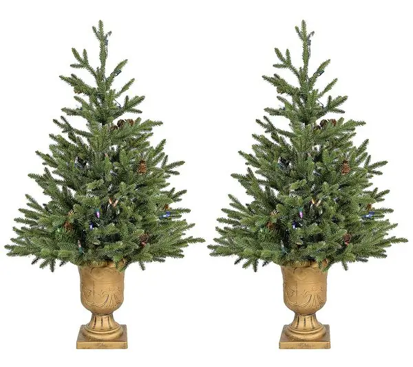 FRASER HILL FARM Set Of Two 3 Ft. Noble Fir Art Ificial Trees - One-color