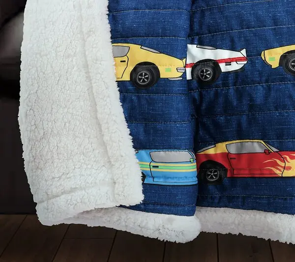LUSH DECOR Race Cars Sherpa Throw By